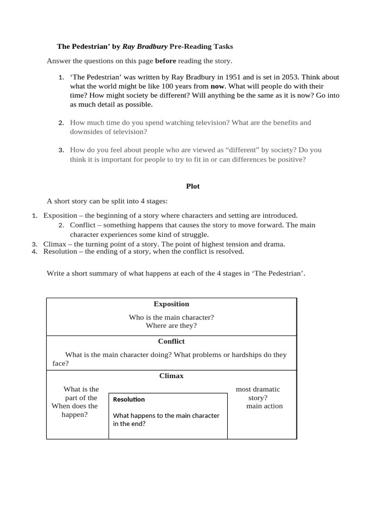 Understanding Bradbury's "The Pedestrian" | PDF | Essays
