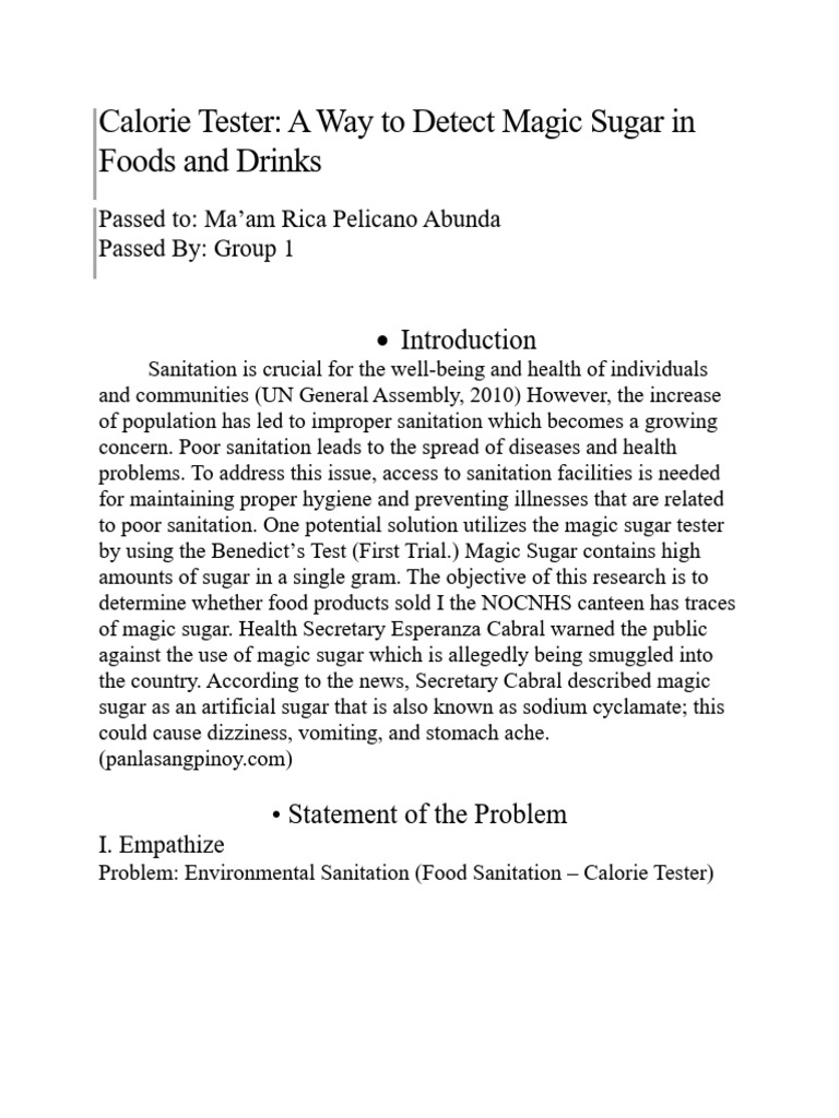 Calorie Tester Research Paper | PDF | Sugar | Diet & Nutrition
