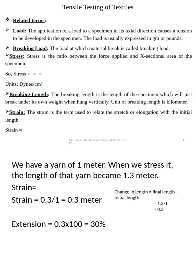 Tensile Testing Methods for Textiles | PDF | Yarn | Strength Of Materials