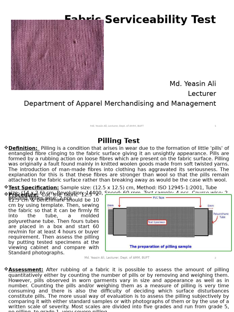 Fabric Pilling and Abrasion Testing Guide | PDF | Yarn | Textiles