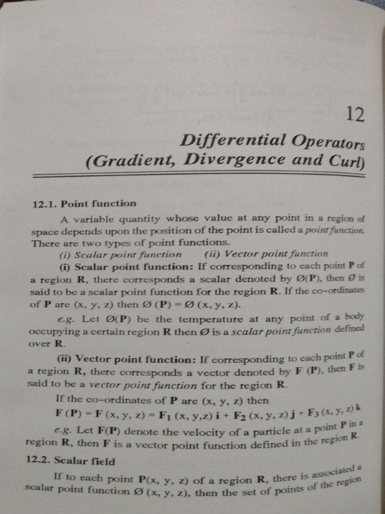 Basics of Vector Calculus Gradient Curl and Divergence of of A Field | PDF | Divergence ...