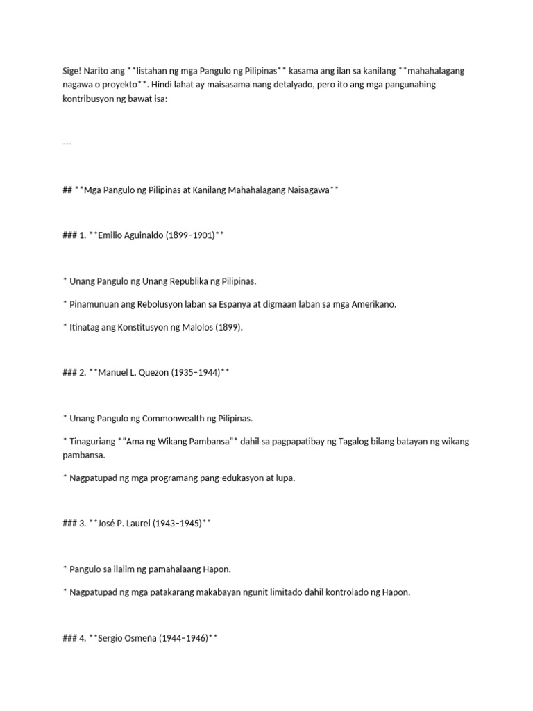 Pangulo NG Pilipinas | PDF