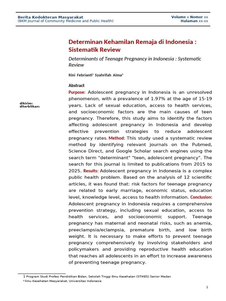 Revisi Akhir Jurnal Teenage Pregnancy | PDF | Teenage Pregnancy ...