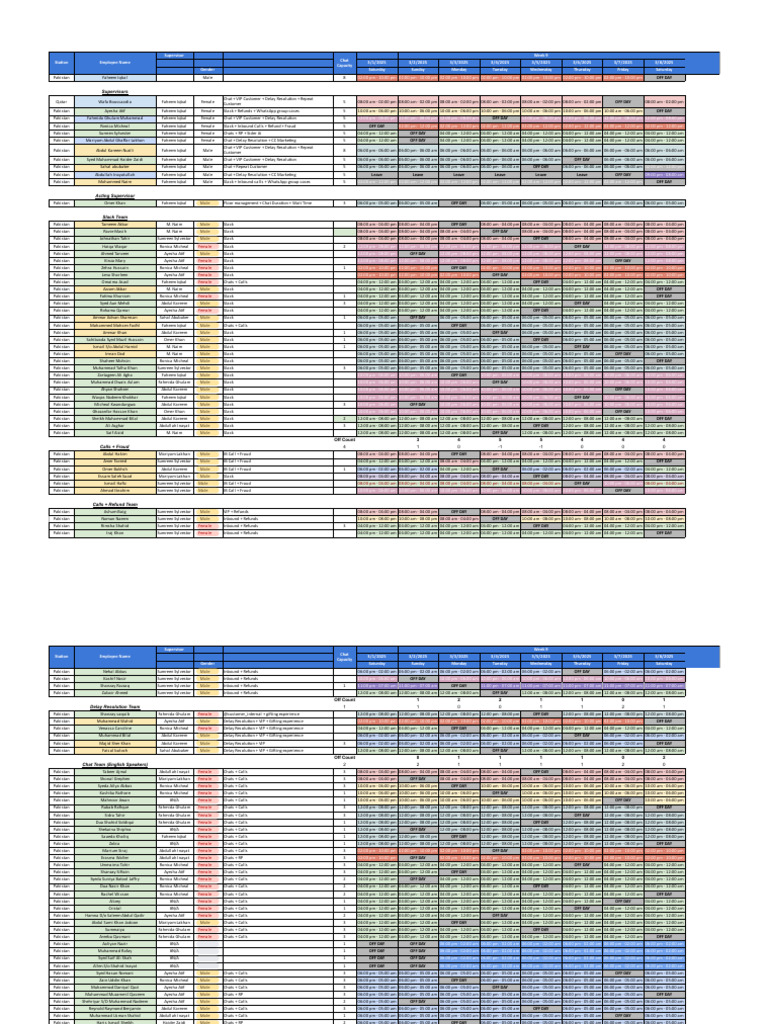 CS Weekly Rooster & Schedule - Ramadan Week 1 | PDF