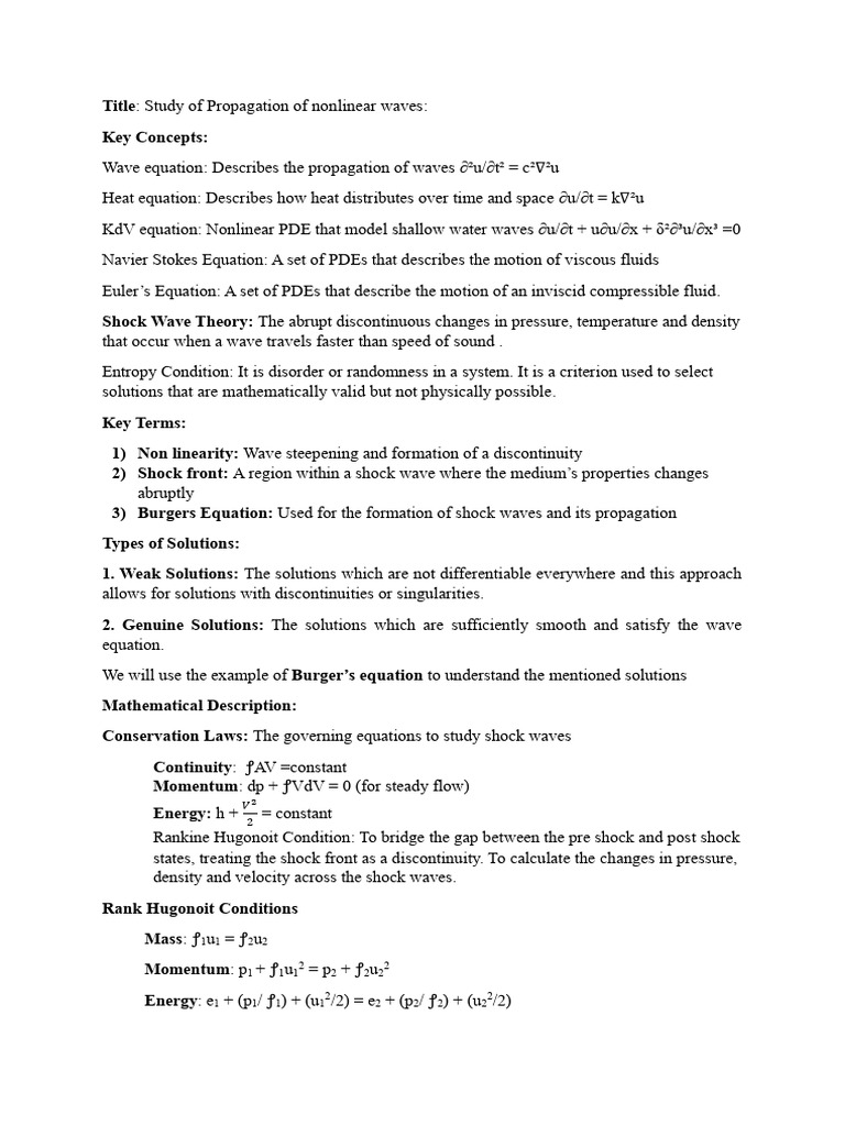 Nonlinear Wave Propagation Study | PDF | Fluid Dynamics | Shock Wave