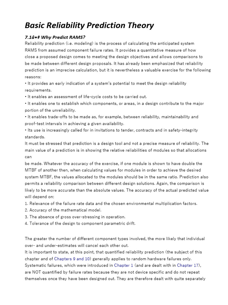 Basic Reliability Prediction Theory | PDF | Reliability Engineering ...