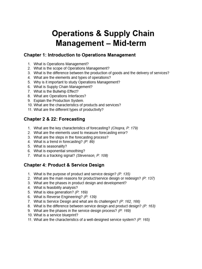 Operations & Supply Chain Management - Question Ba.. | PDF ...