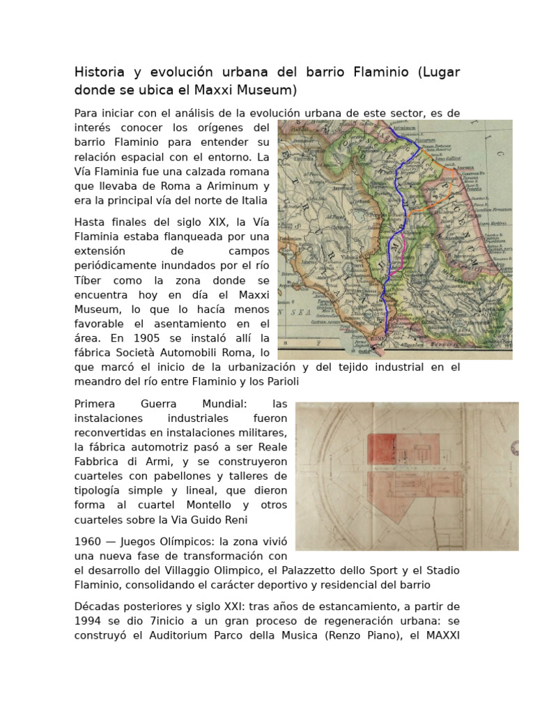Historia y Evolución Urbana Del Barrio Flaminio | PDF