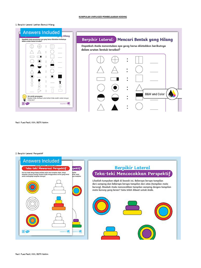 Kumpulan Unpluged Pembelajaran Koding | PDF