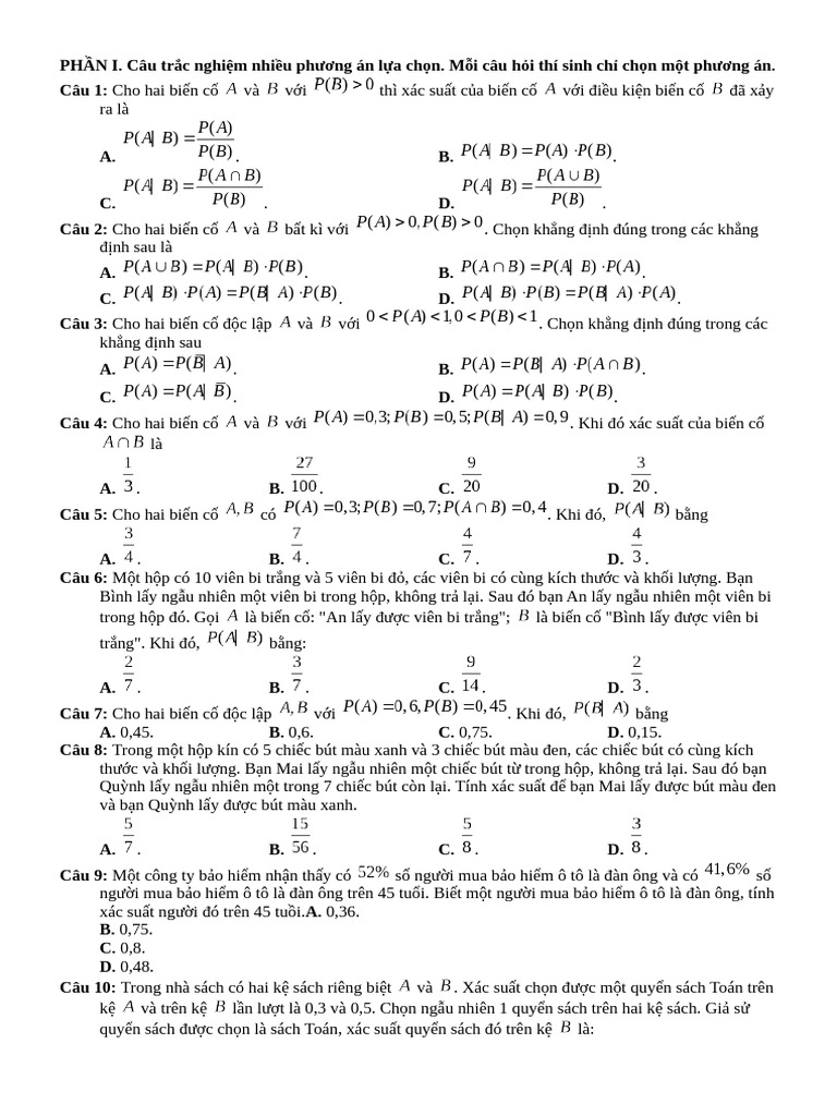 DE9-PNL - Xac Suat Co Dieu Kien | PDF
