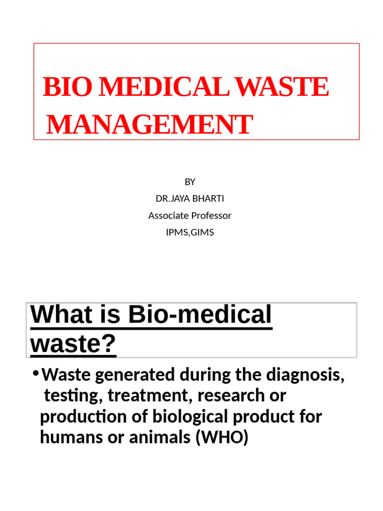 Biomedical Waste Management | PDF