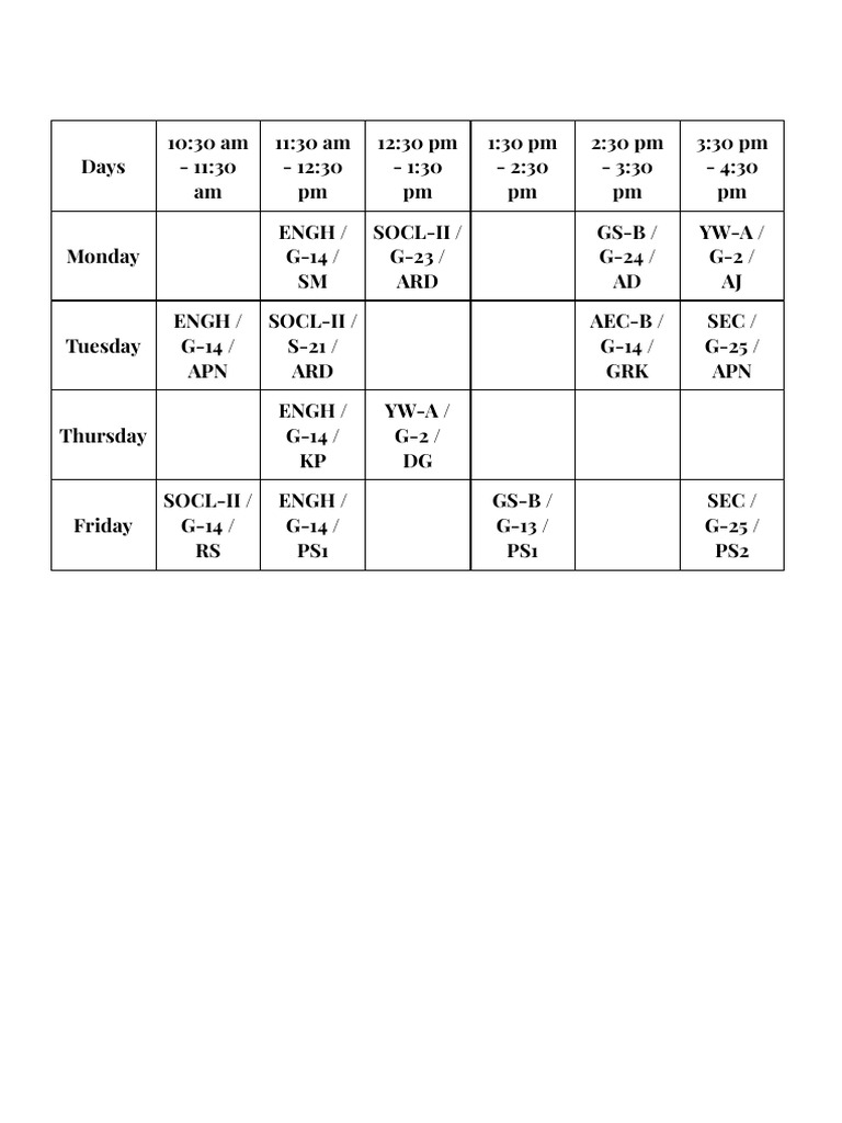 Class Routine | PDF