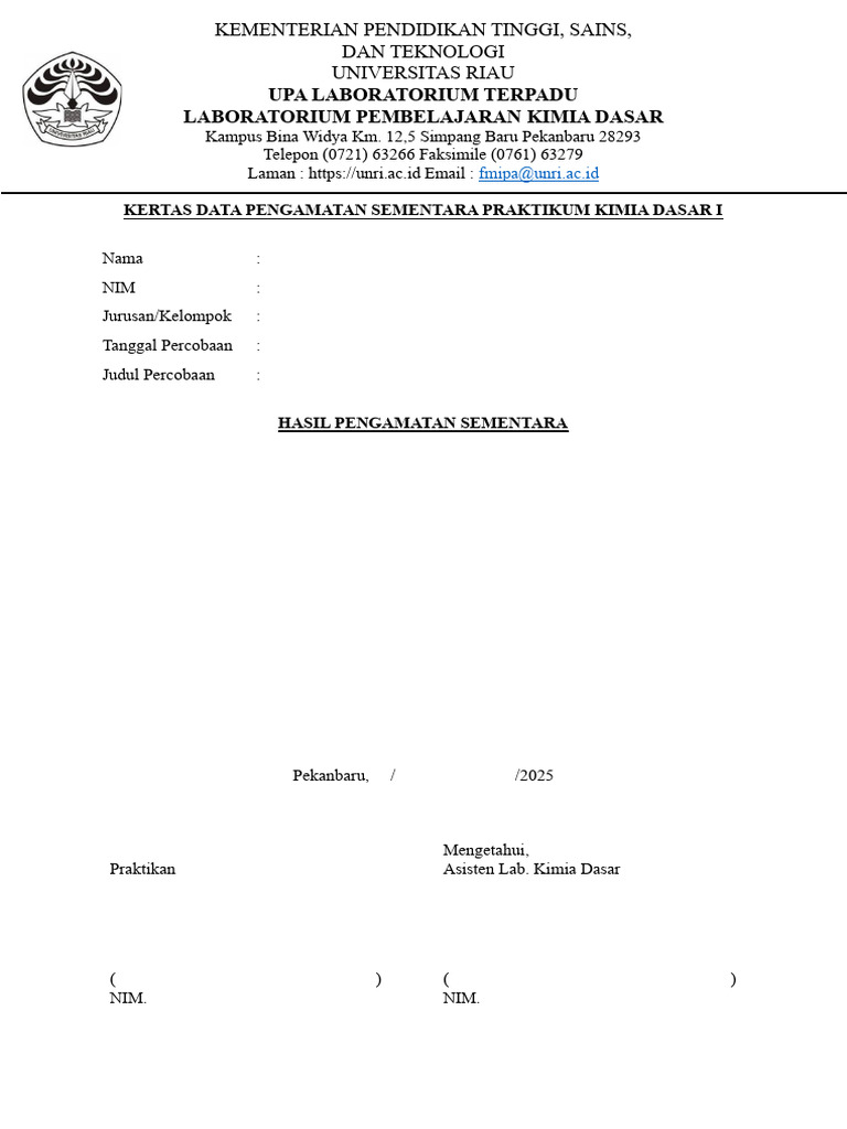 Kertas Data Pengamatan | PDF