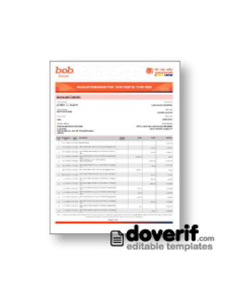 INDIA BOB BANK of BORODA Statement Word and PDF Template-500x500 | PDF
