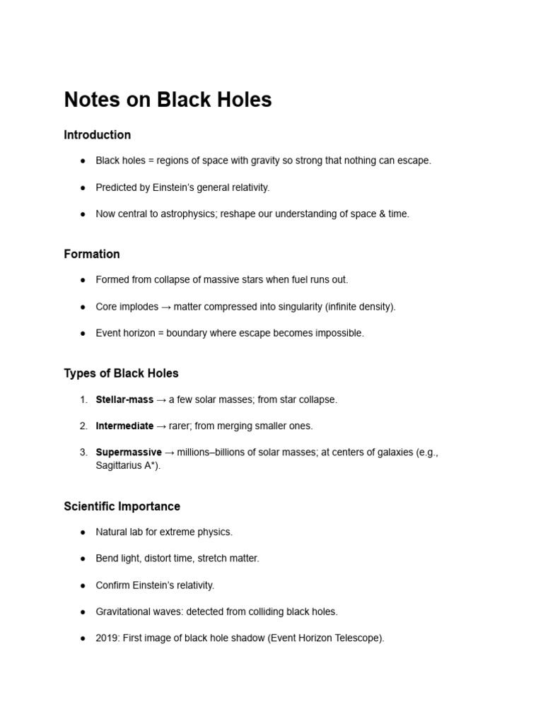 Overview of Black Holes | PDF