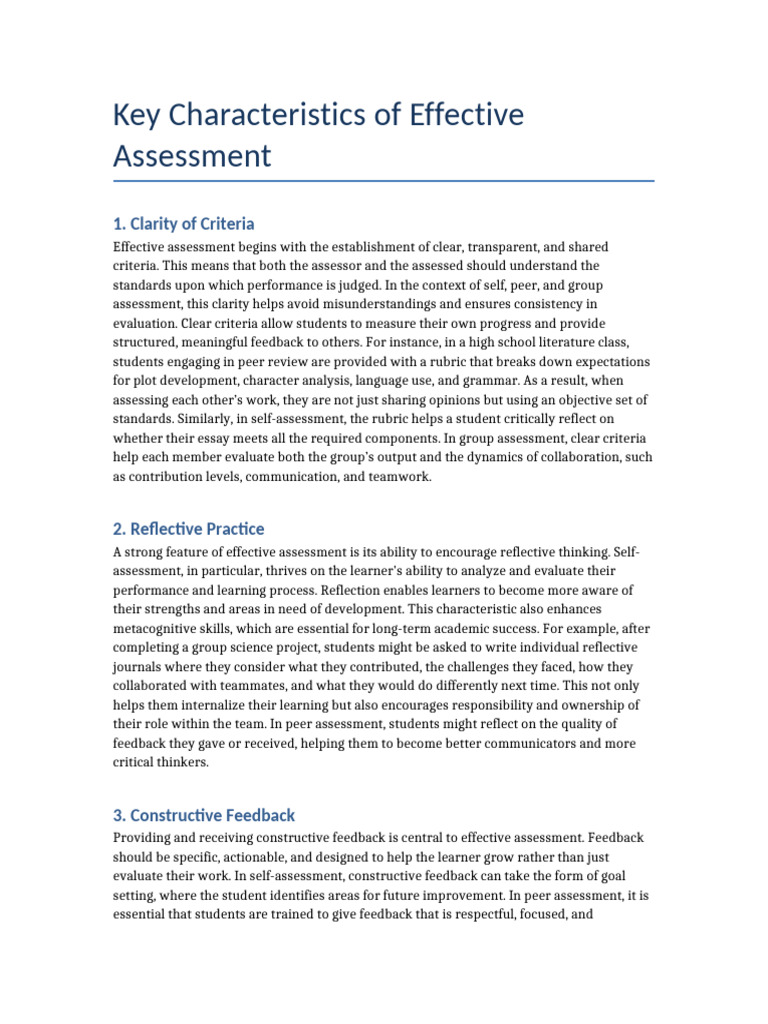 Key Traits of Effective Assessment | PDF | Educational Assessment ...