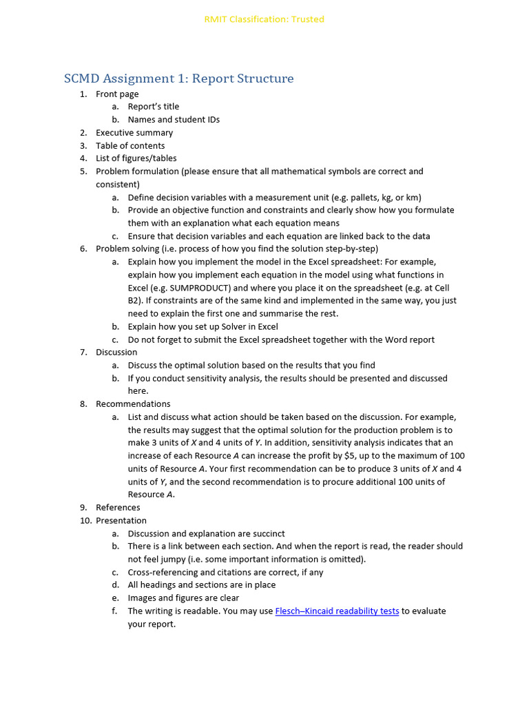 SCMD Assignment 1 Guideline | PDF | Spreadsheet | Sensitivity Analysis