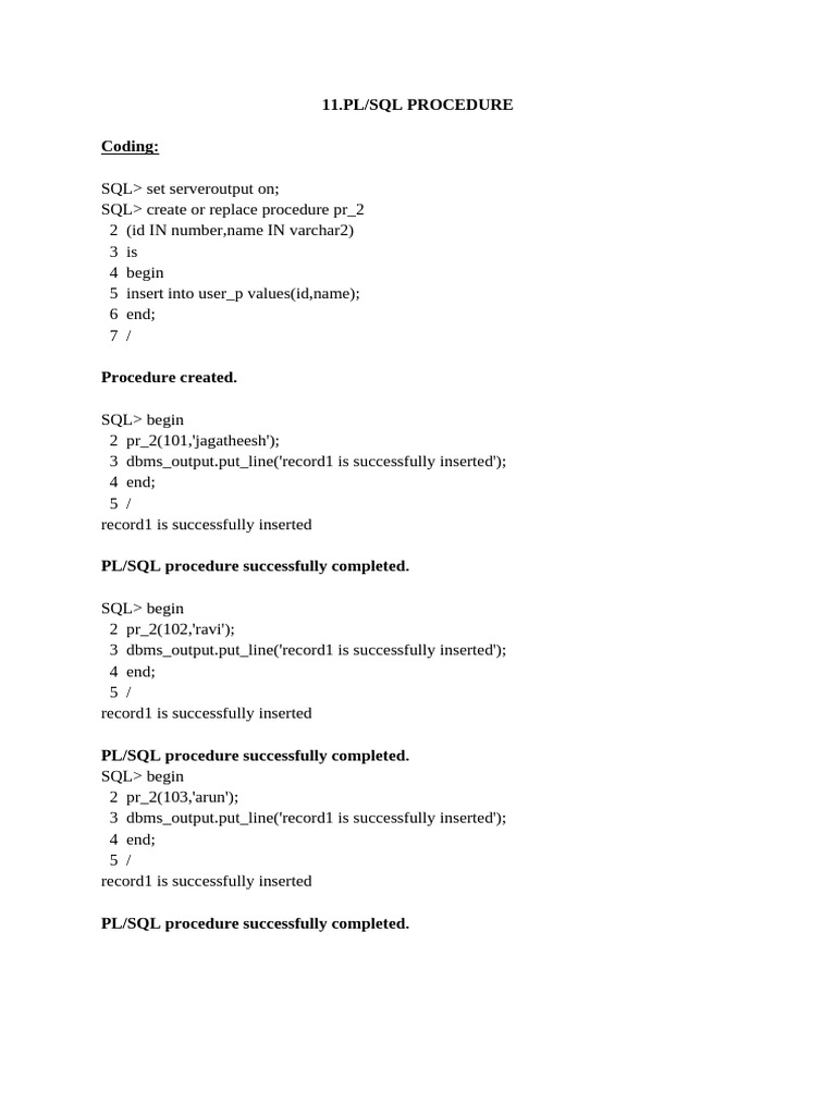 11 PLSQL Procedure | PDF