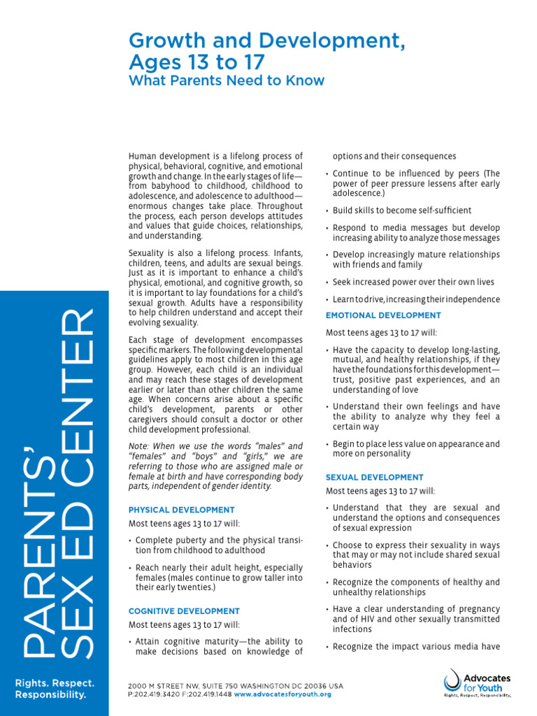 Teen Development and Sexuality Guide | PDF | Adolescence | Child ...