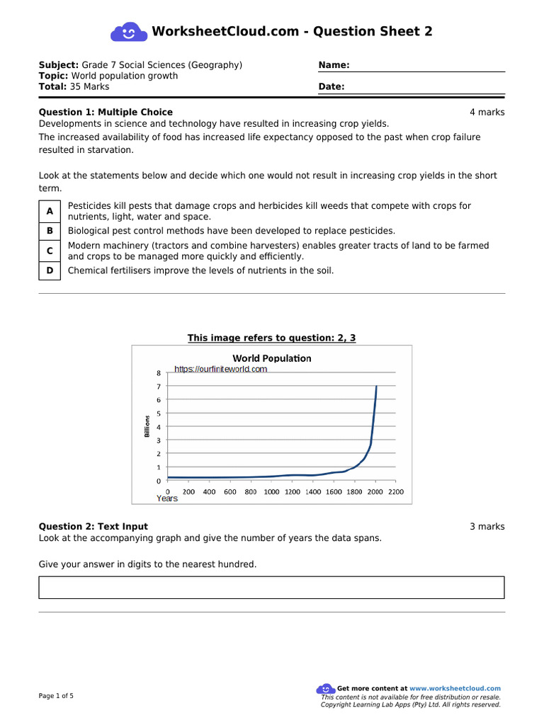 World Population Growth Worksheet2 | PDF | Pesticide | Herbicide