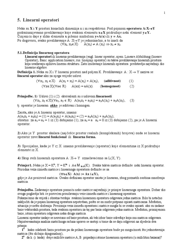 Linearni Operatori 1 | PDF