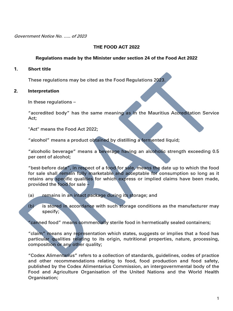 Food Regulations 2023 Overview | PDF | Food Safety