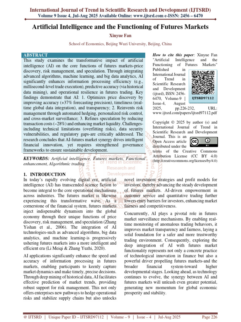 Artificial Intelligence and The Functioning of Futures Markets | PDF ...