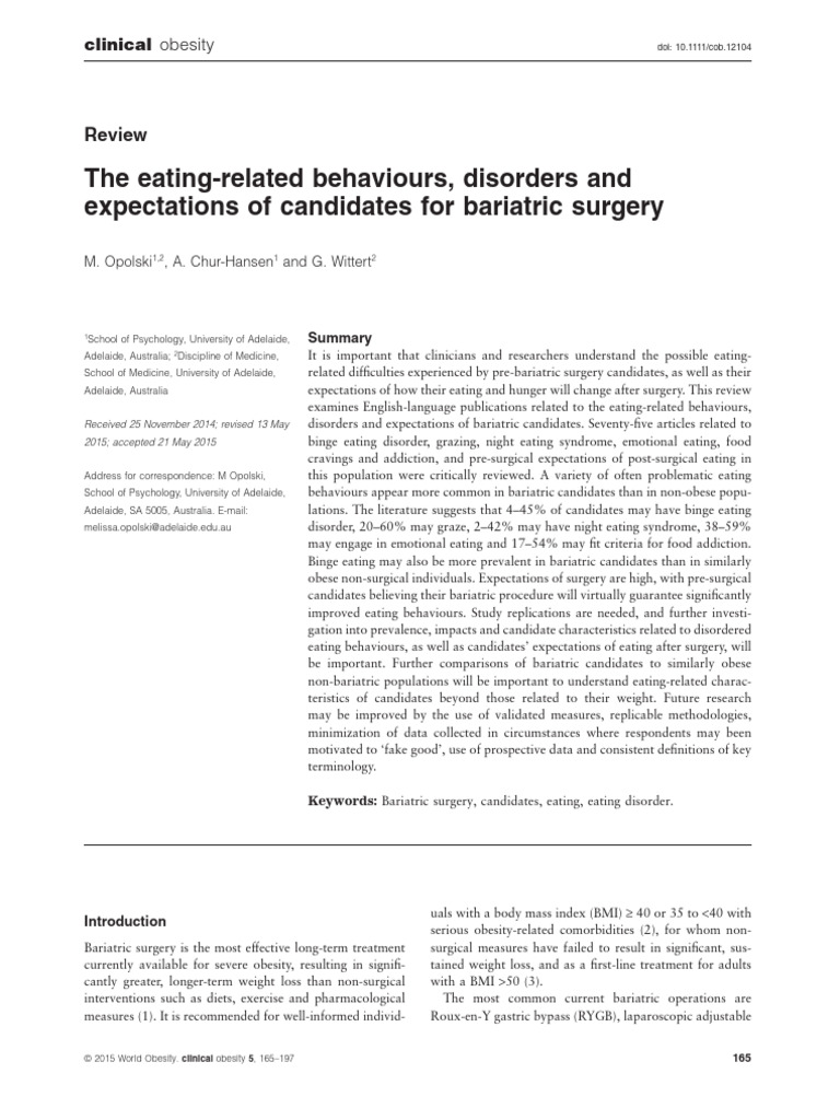 Bariatri-Yeme Davranışı | PDF | Bariatric Surgery | Diseases And Disorders