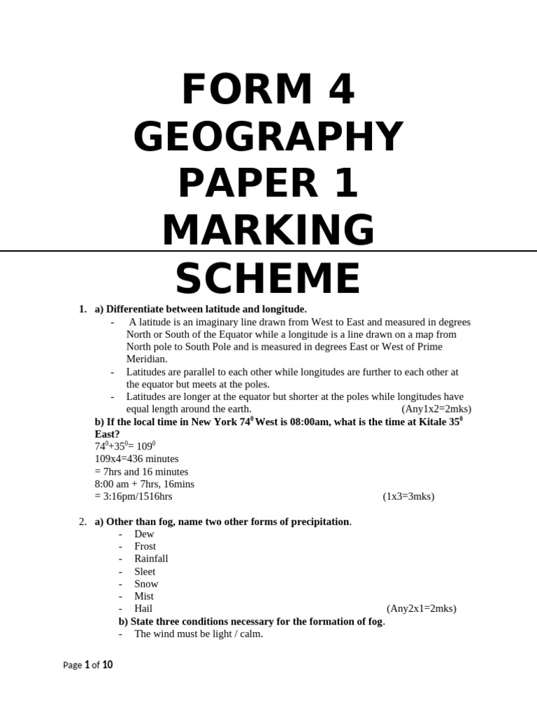 Geography Pp1 Scheme | PDF | Volcano | Landslide