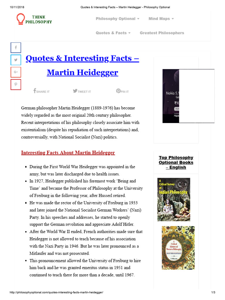 Heidegger Quotes and Facts Summary | PDF | Martin Heidegger | Liberal ...