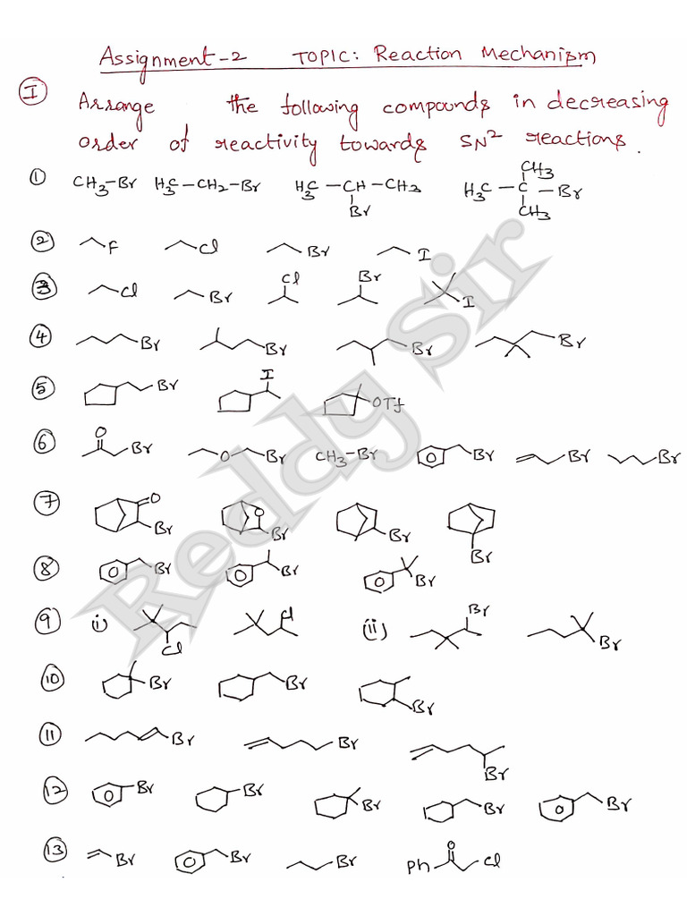Handwritten Assign-2 Rxn Mechanism Assignment-2 | PDF