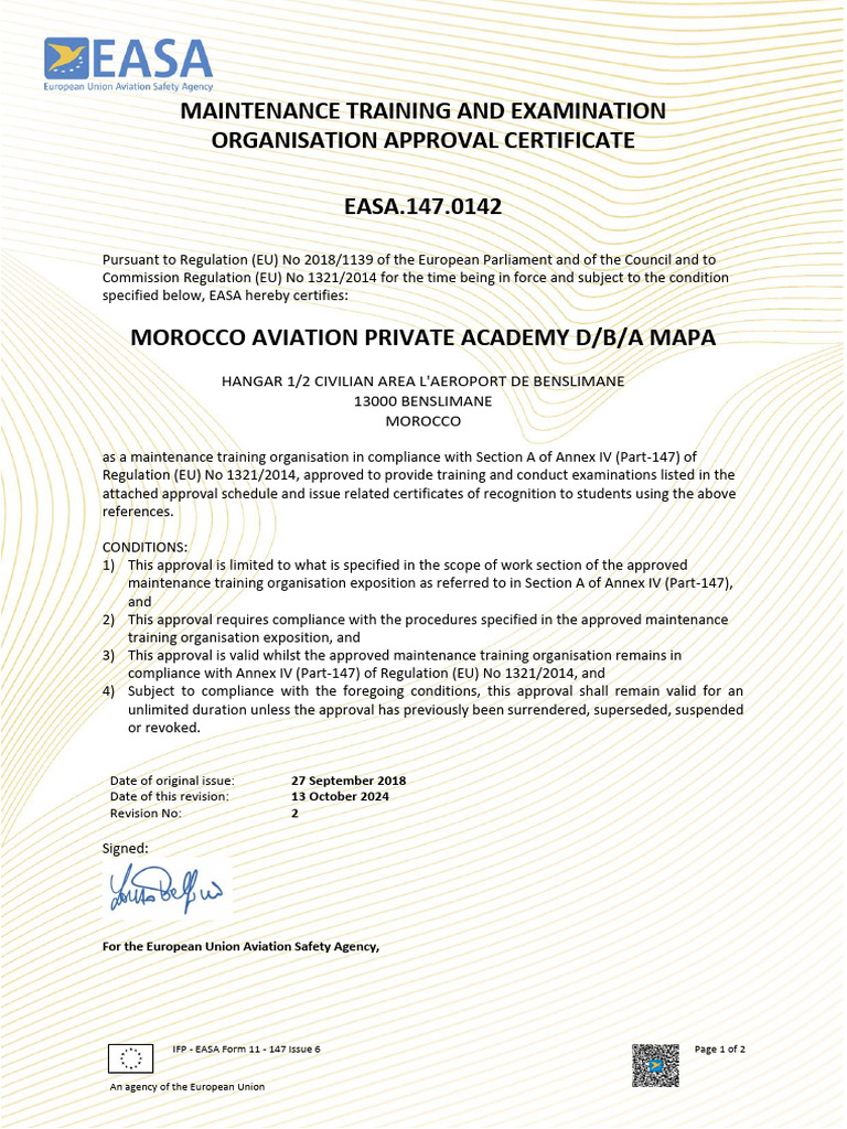 MAPA Maintenance Training Approval | PDF | Aviation | European Union