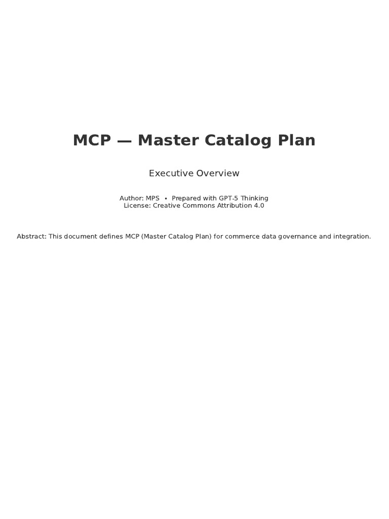 MCP Master Catalog Plan Executive Overview v1 | PDF | Creative Commons ...