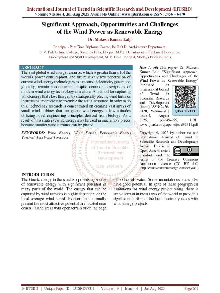 Wind Power: Opportunities and Challenges | PDF | Wind Power | Wind Turbine
