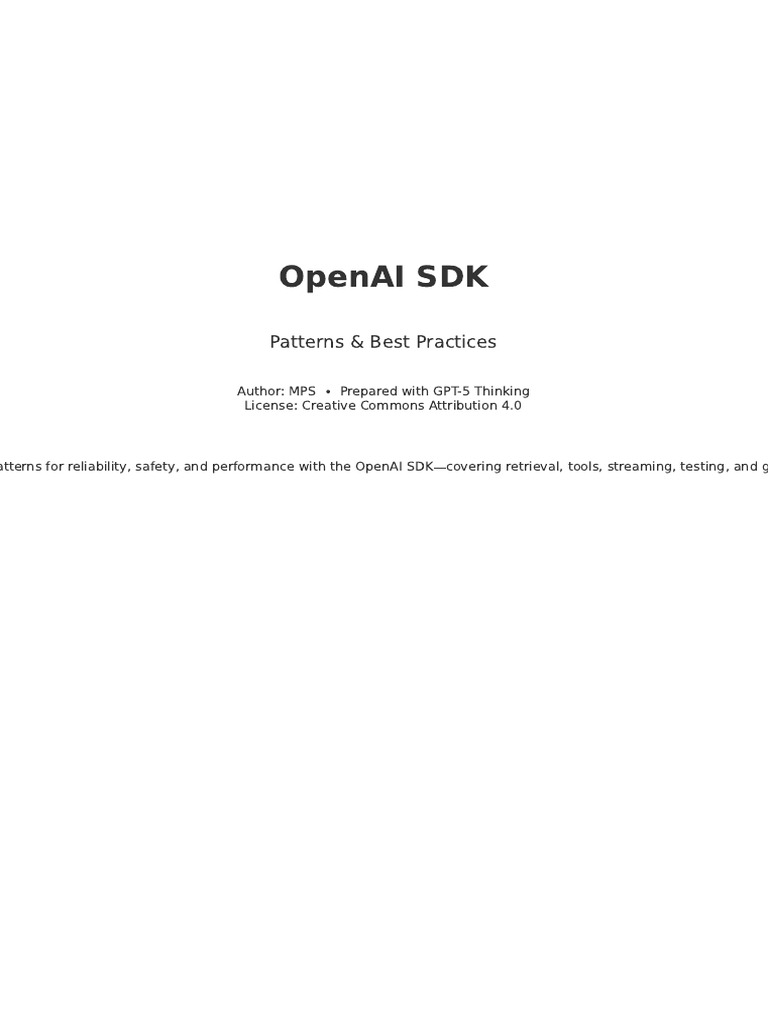 OpenAI SDK Patterns and Best Practices v1 | PDF | Creative Commons ...