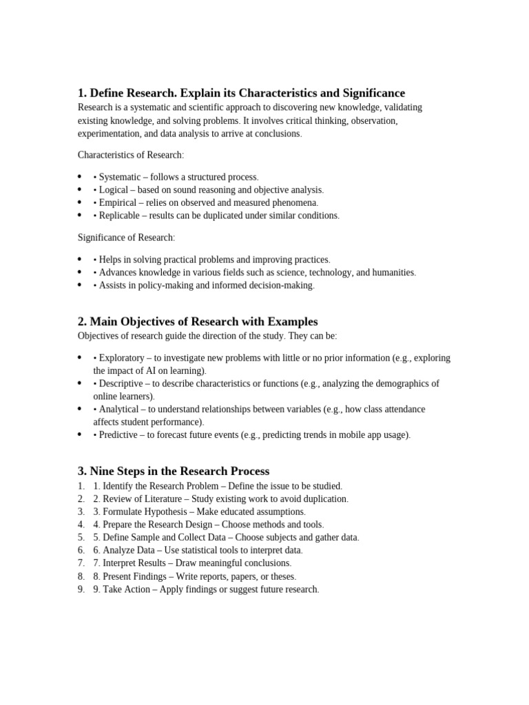 Research: Definition, Objectives, and Process | PDF | Sampling ...