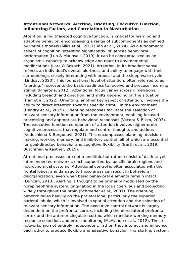 Attentional Networks | PDF | Attention | Cerebral Cortex