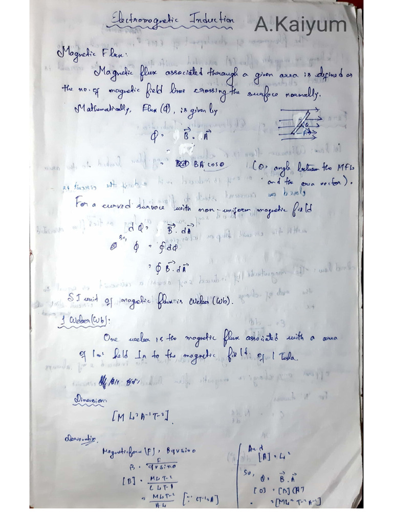 ELECTROMAGNETIC INDUCTION NOTES - CLASS 12 - PHYSICS - CBSE | PDF