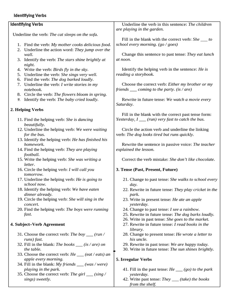 Verb Grade 4 | PDF | Verb | Grammatical Tense