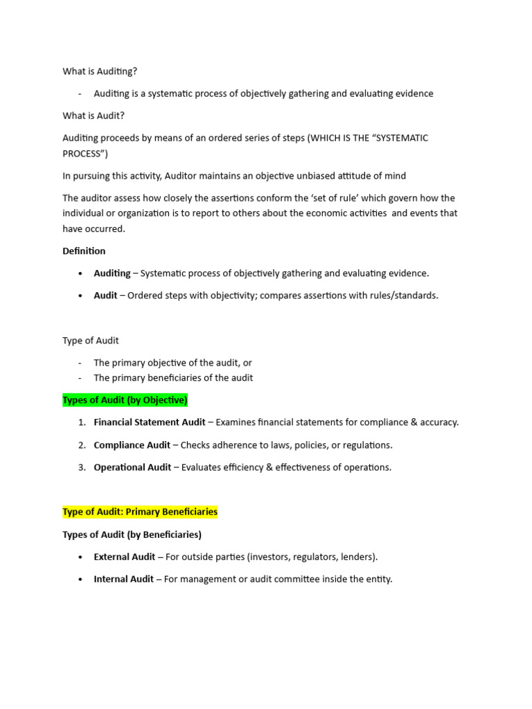 Understanding Auditing: Types and History | PDF | Audit | Sarbanes ...