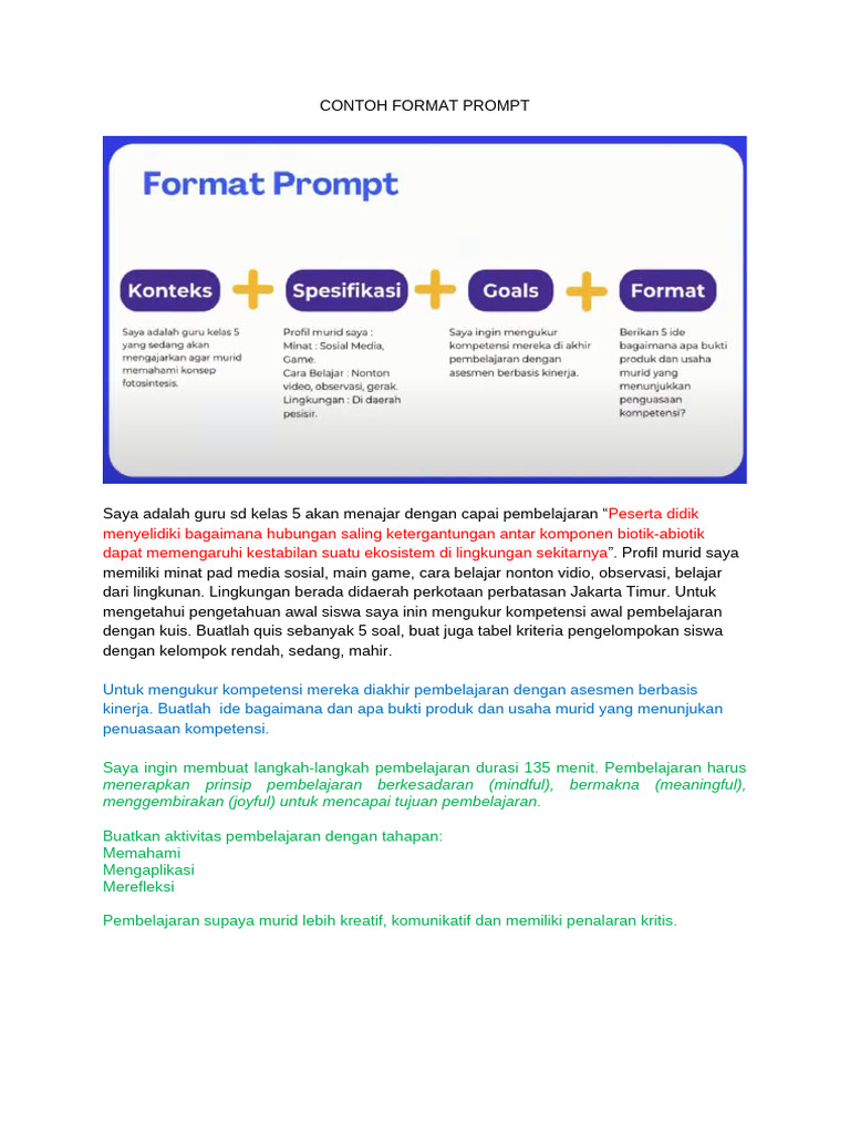Contoh Prompt Chat GPT | PDF
