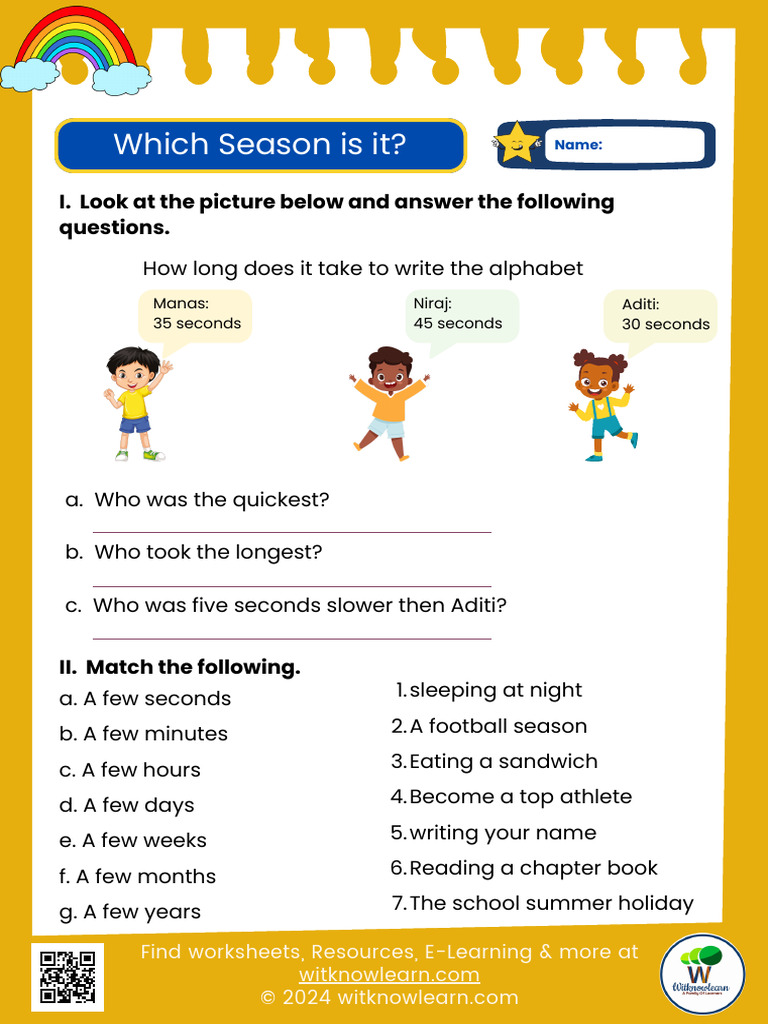 Ncert Class 2 Maths Chapter 9 Which Season Is It Measurement of Time ...