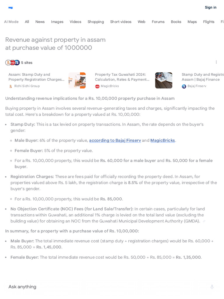 Revenue Against Property in Assam at Purchase Value of 1000000 | PDF | Real Estate Appraisal ...