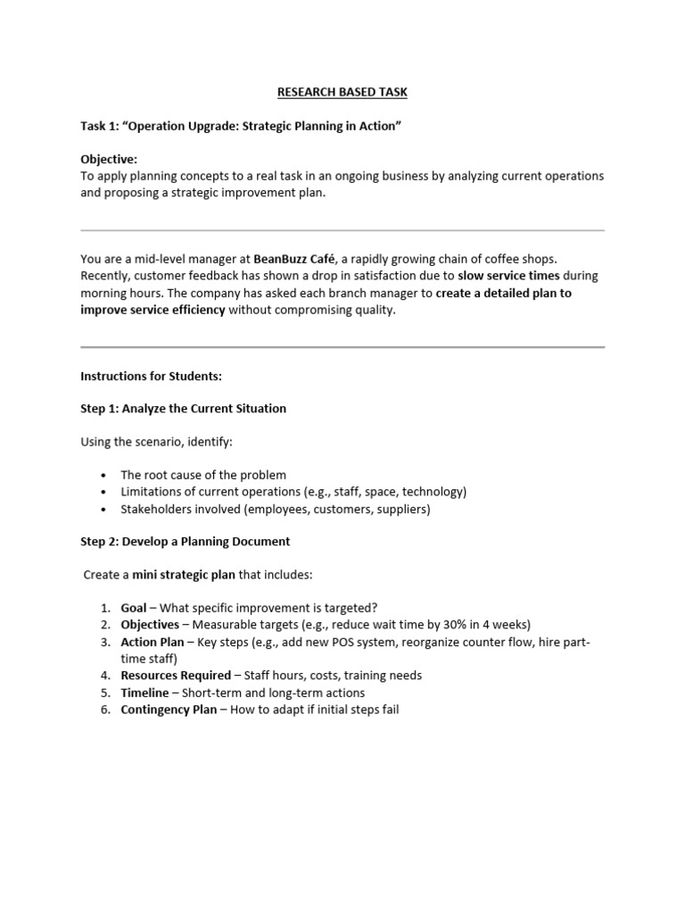 Planning - RESEARCH BASED TASK | PDF | Inventory | Strategic Planning