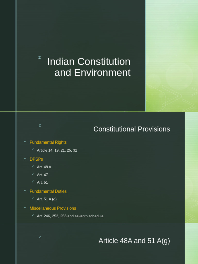 Indian Constitution and Environmental Law | PDF | Natural Environment