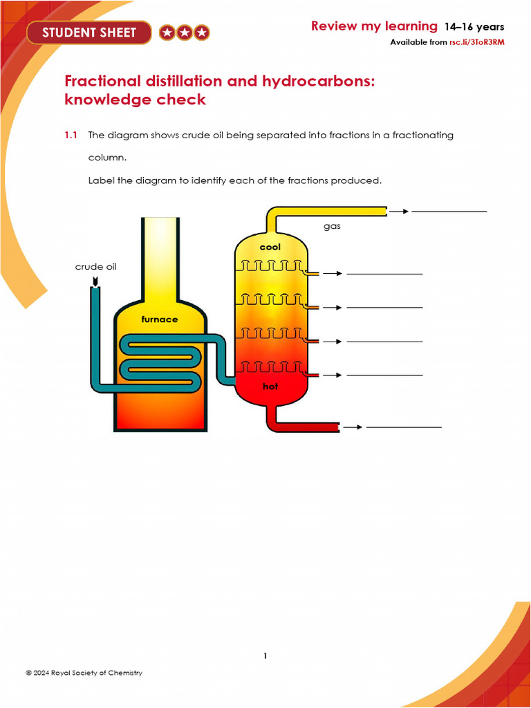 Fractional Distillation and Hydrocarbons: Knowledge Check: Review My ...