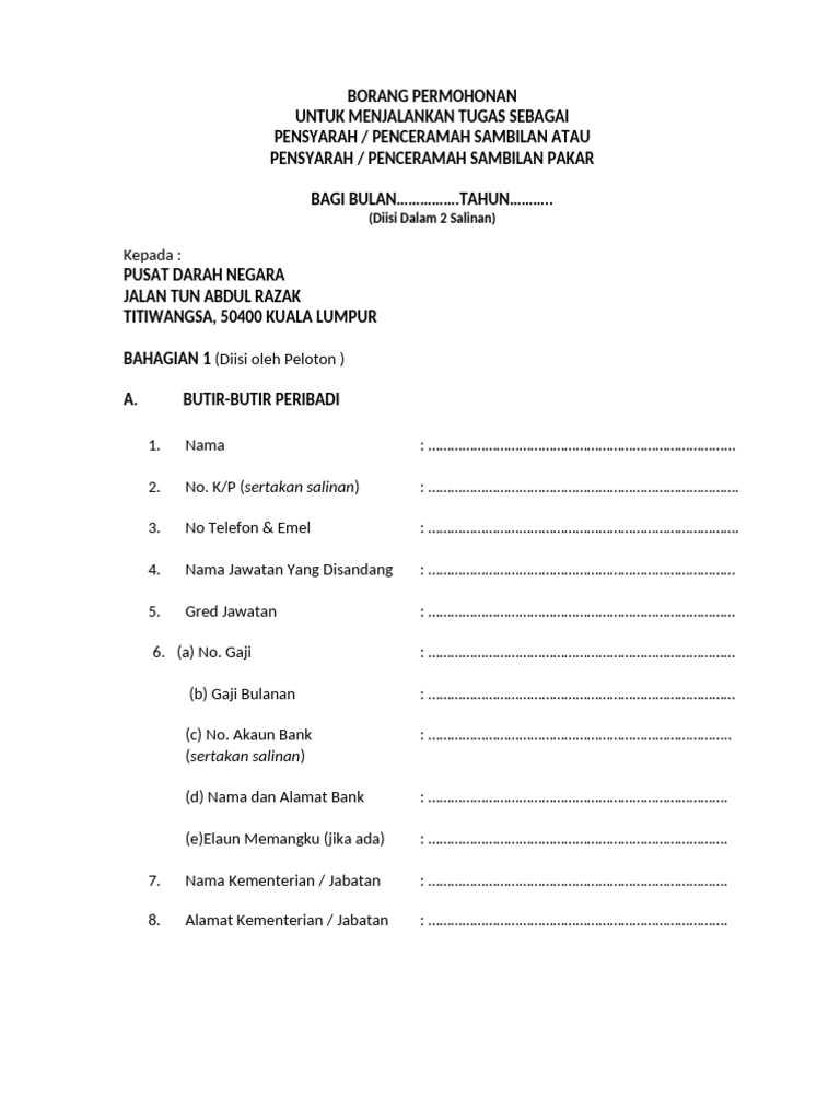 Borang Tuntutan Penceramah | PDF