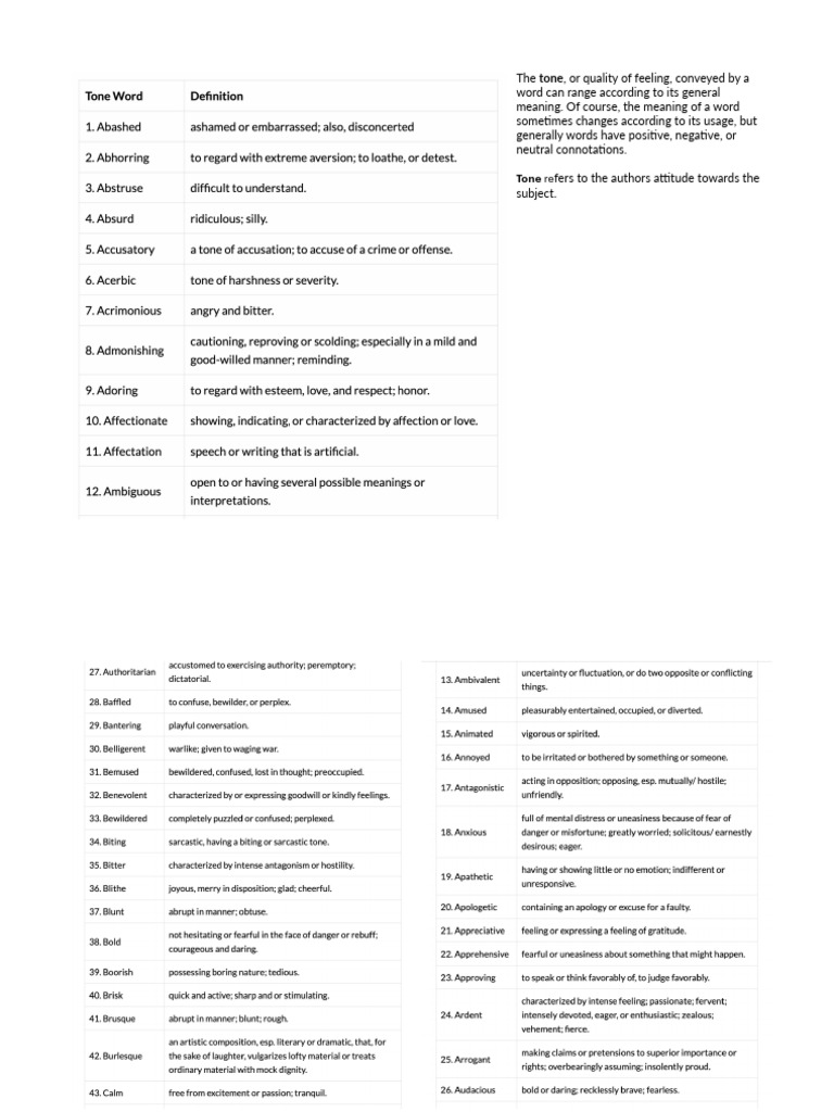 Tone Words | PDF