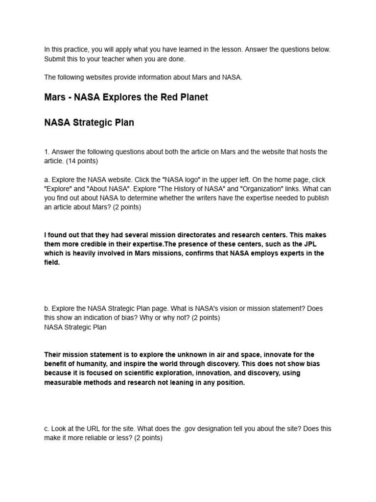 Reliable Internet Sources | PDF | Nasa | Mars