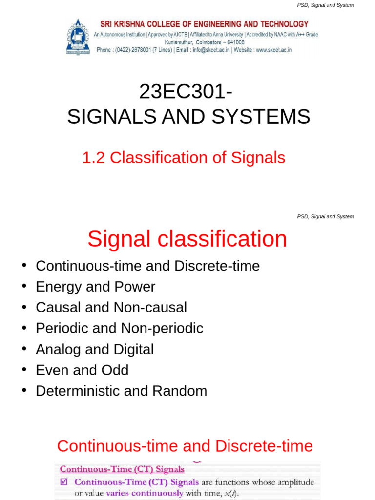 1.2 Classification of Signals | PDF